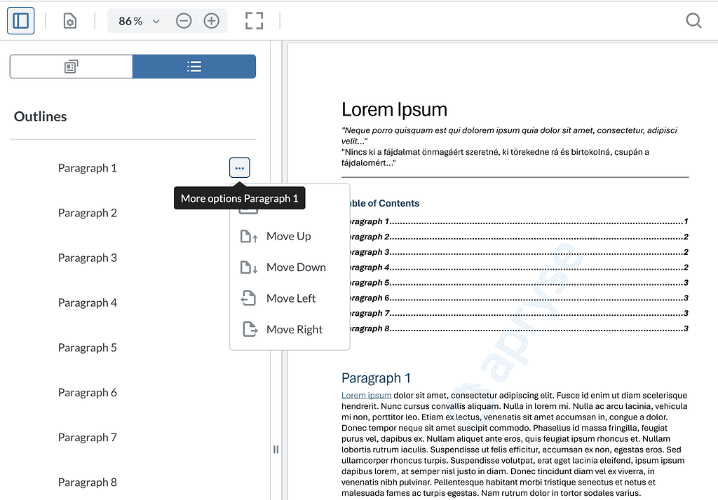 Hide the More Options Button from Outlines - WebViewer - Apryse Community