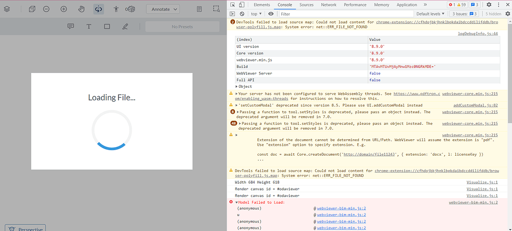 WebViewer BIM: Model failed to load - Technical Support - Apryse Community