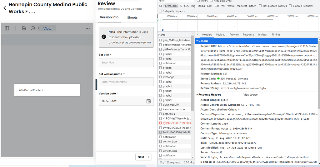 Webviewer giving partial content 206 error and nothing displaying - WebViewer - Apryse Community