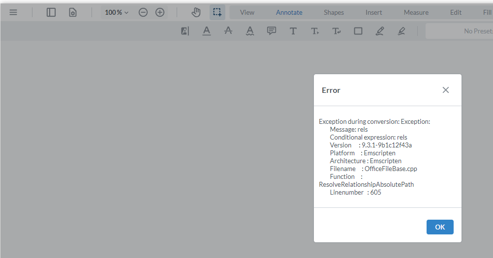Error Open Excel File On Web Viewer Technical Support Apryse Community